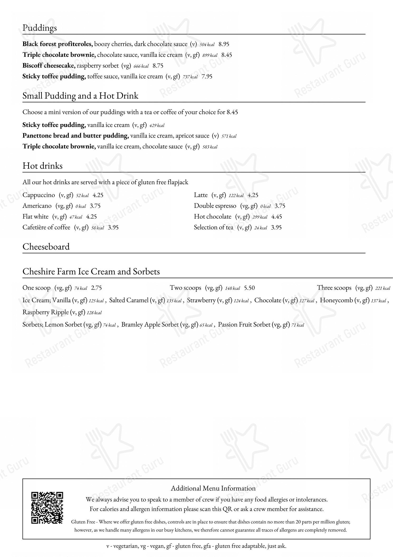Menu at The Cricketers pub & bar, Sarratt