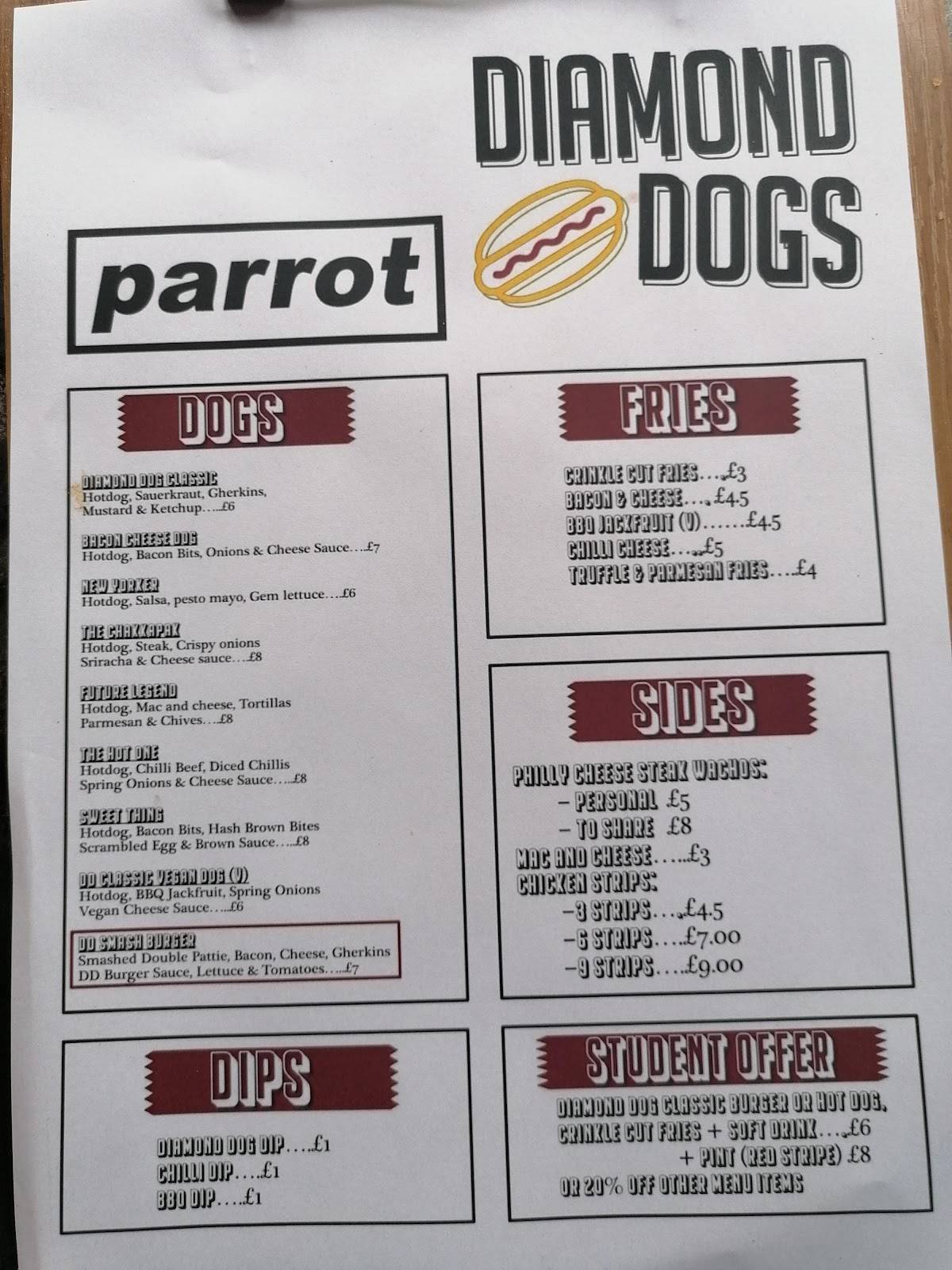 Menu at The Dog & Parrot pub & bar, Newcastle upon Tyne