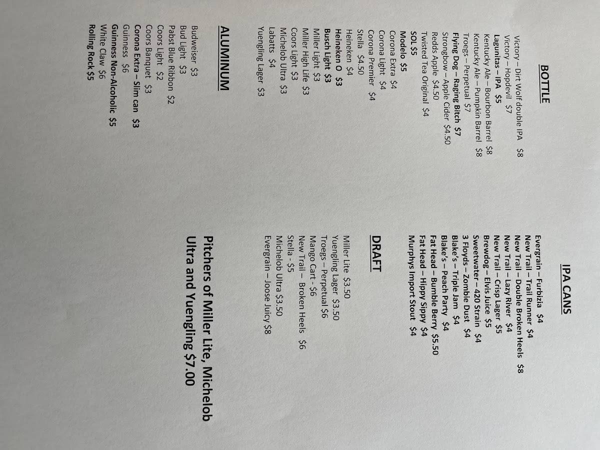 Menu at The DogHouse restaurant, Linglestown