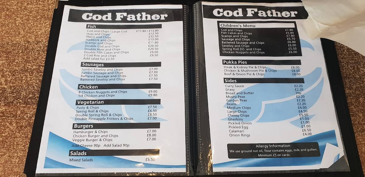 Menu at The Famous Cod Father Fish Bar, Hastings