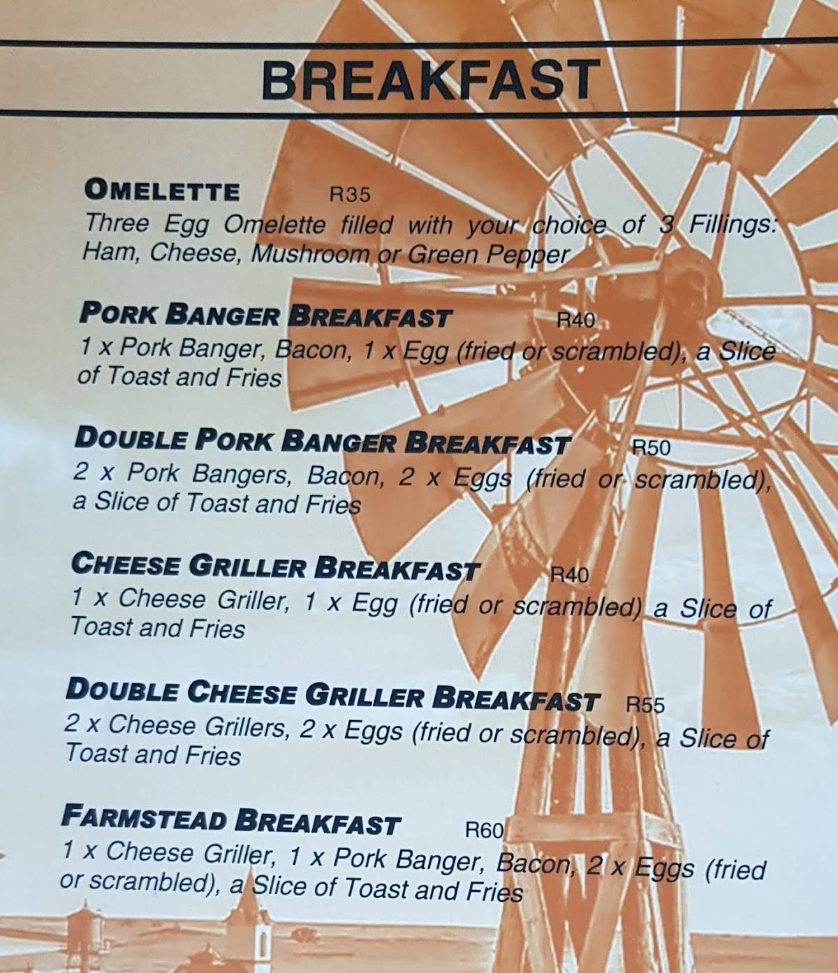 Menu at The FarmStead Pub & Grill, Roodeplaat