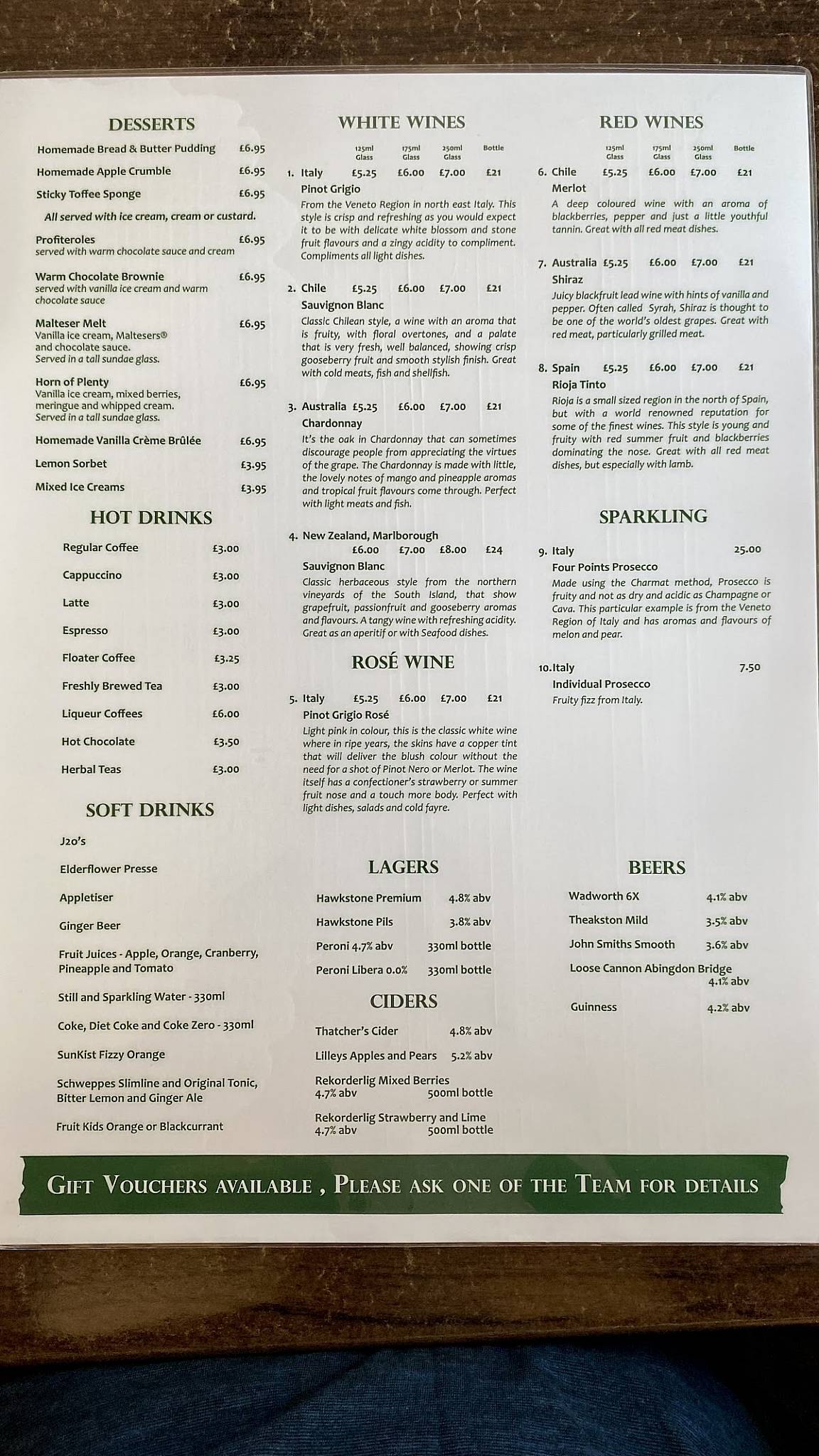 Menu at The Four Points pub & bar, Aldworth