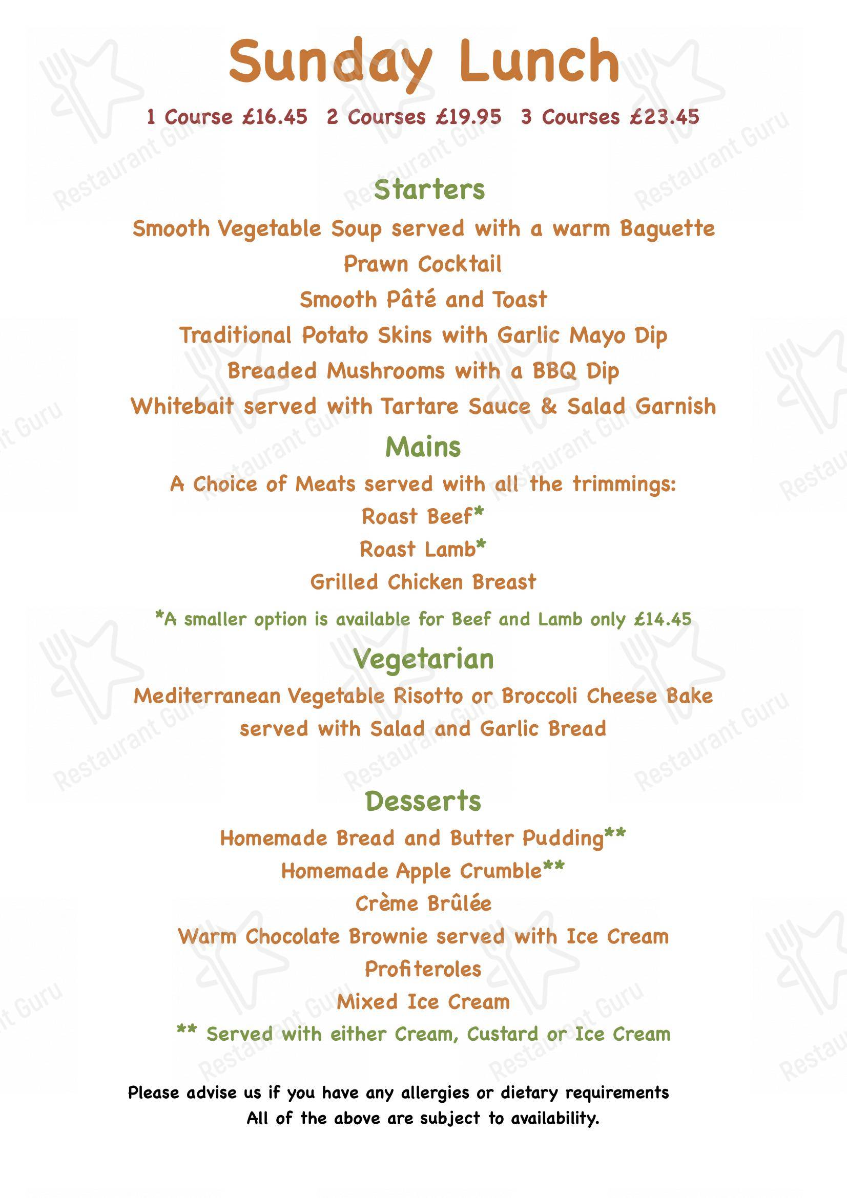 Menu at The Four Points pub & bar, Aldworth