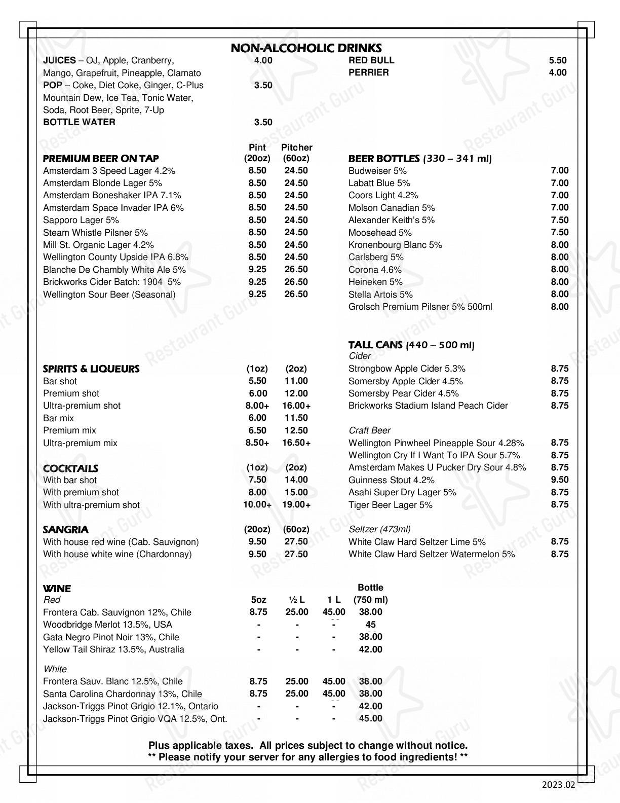 Menu at The Garden Mbombela Restaurant, Nelspruit