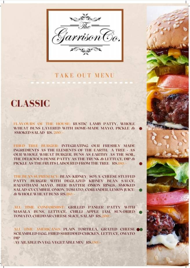 Menu at The Garrison Co., Jaipur