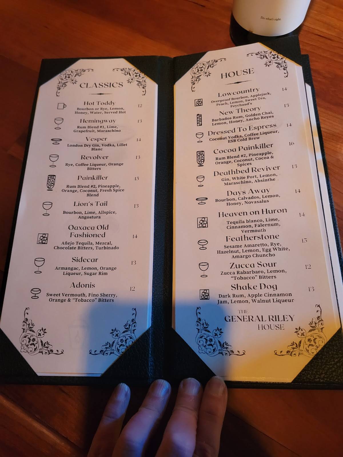 Menu at The General Riley House Speakeasy pub & bar, East Aurora