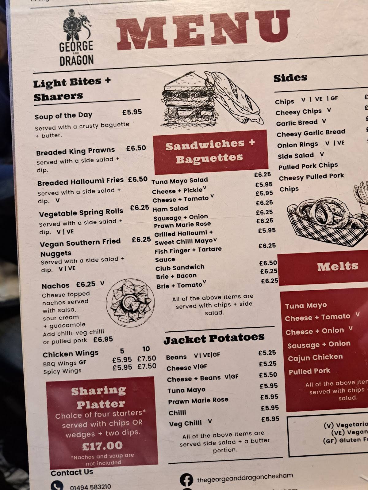 Menu at The George & Dragon pub & bar, Chesham
