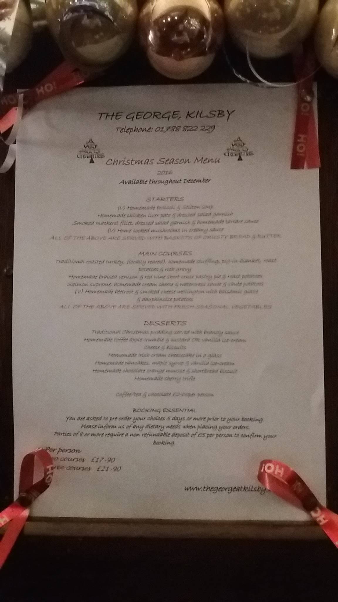 Menu at The George at Kilsby pub & bar, Kilsby, Watling St