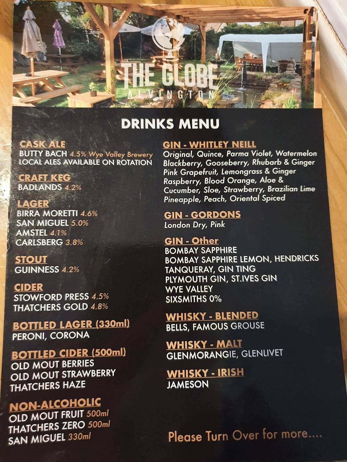 Menu at The Globe Inn, Alvington pub & bar, Lydney