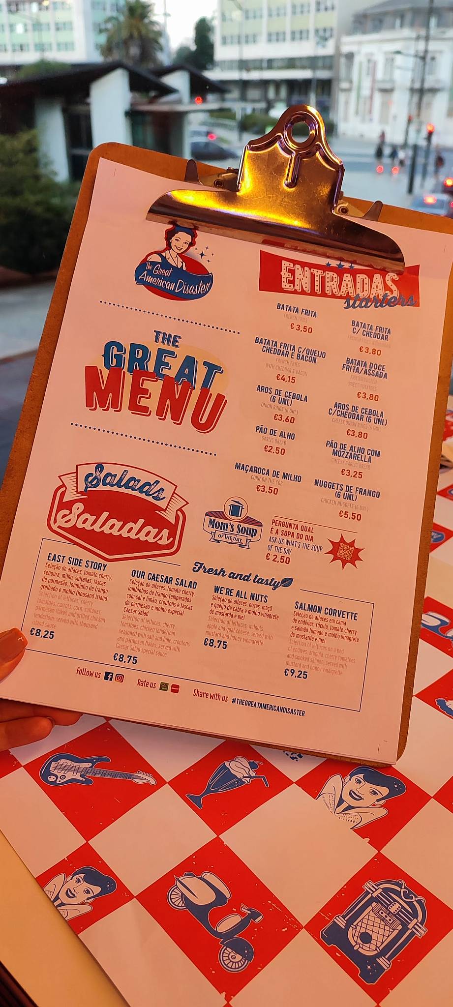Menu em The Great American Disaster pub & Bar, Lisboa