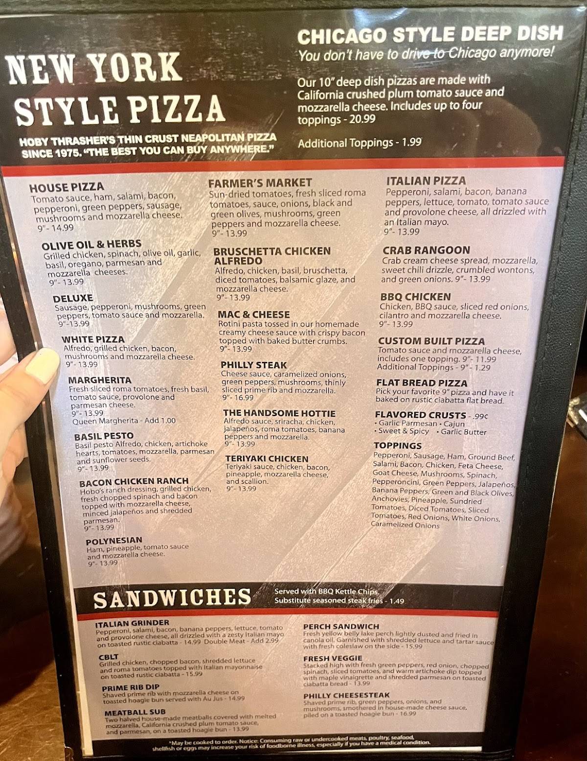 Menu at The Handsome Hobo Restaurant & Bar, Muskegon