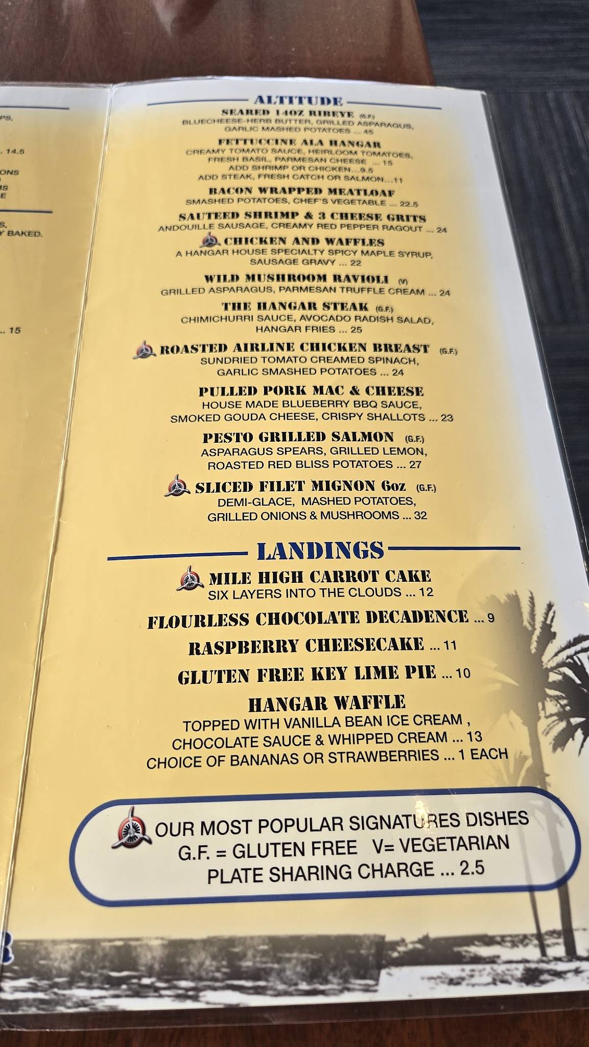 Menu at The Hangar Restaurant & Flight Lounge, Saint Petersburg, Second ...