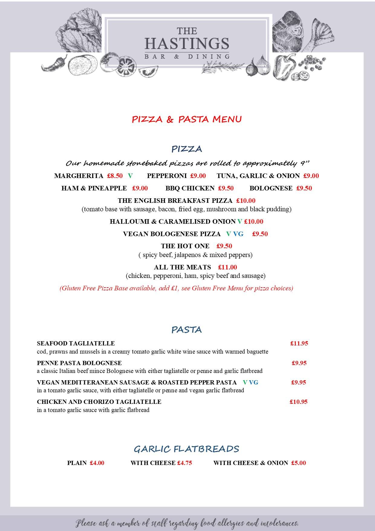 Menu at The Hastings Arms pub & bar, Seaton Delaval