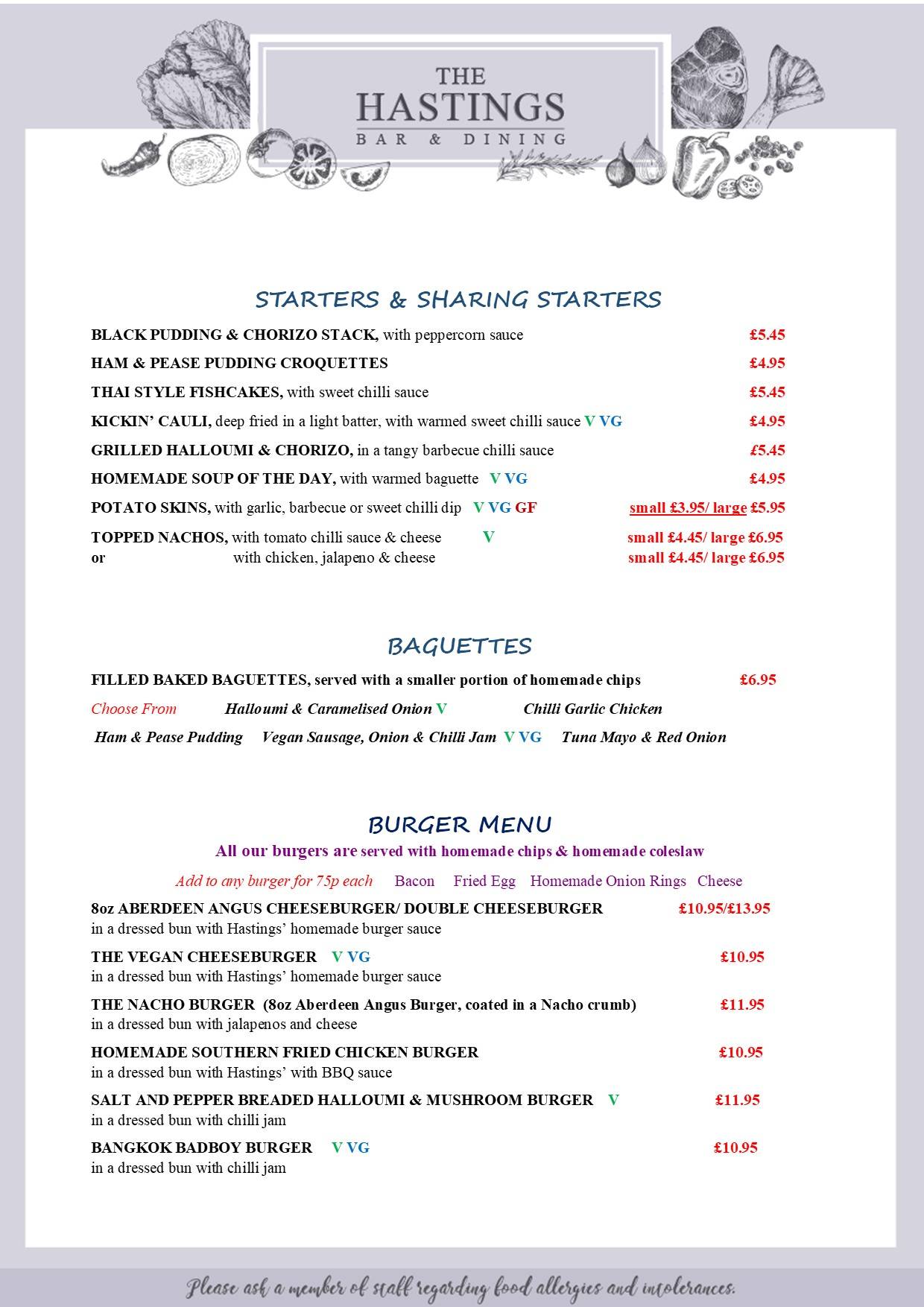 Menu at The Hastings Arms pub & bar, Seaton Delaval
