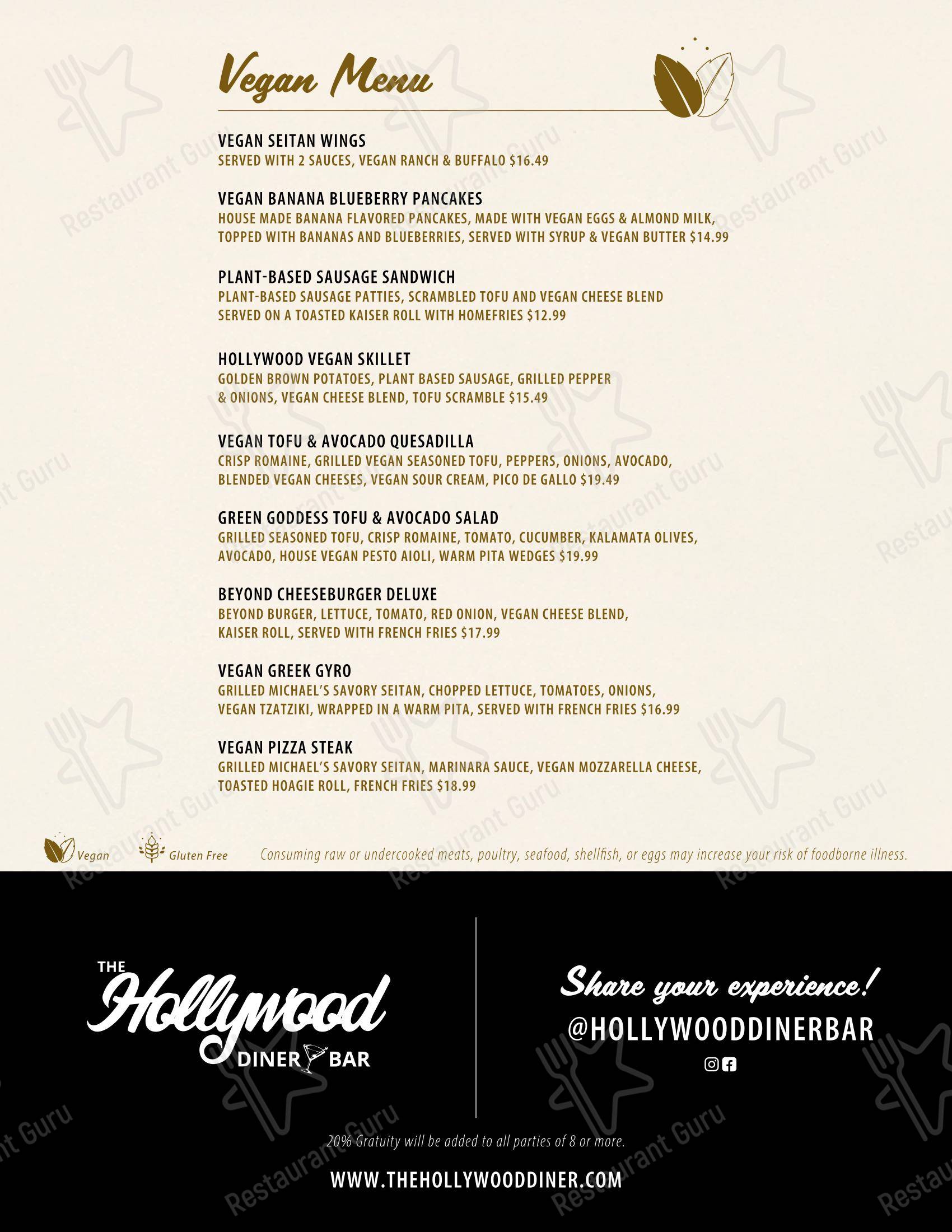 Menu at The Hollywood Diner and Bar, Woodbury Heights, 940 Mantua Pike