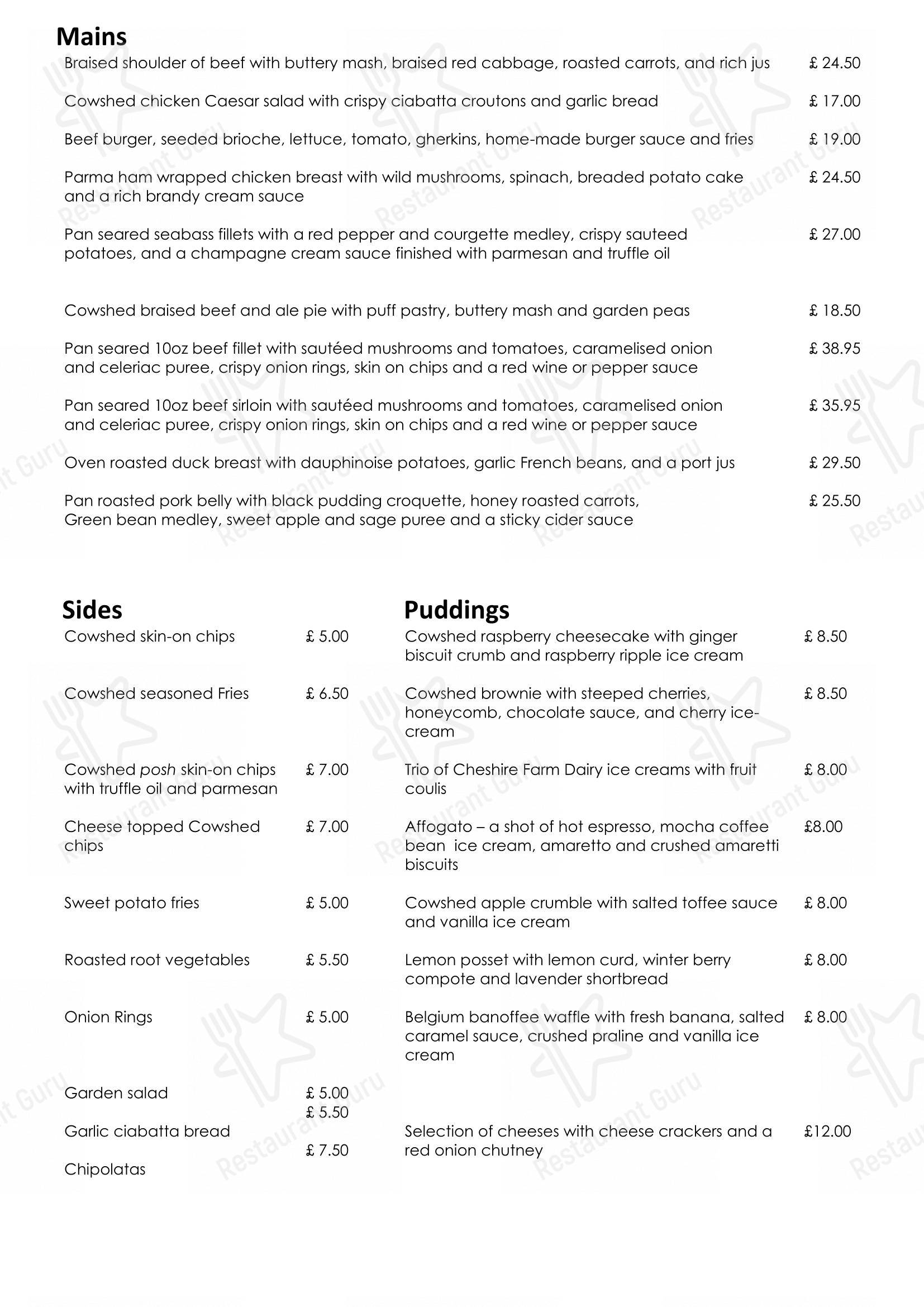 Menu at The Horns of Boningale pub & bar, Albrighton, Holyhead Rd