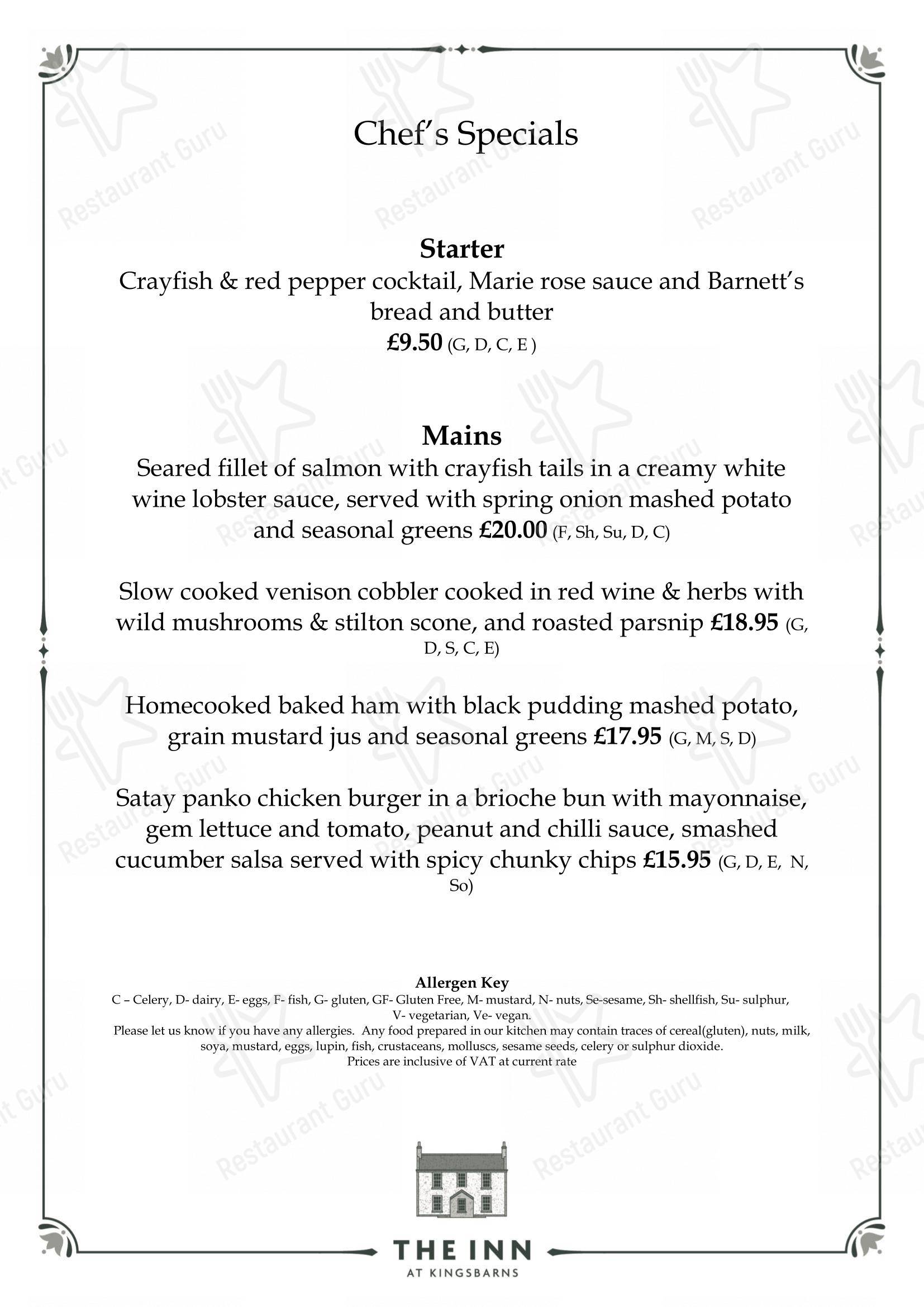 Menu at The Inn at Kingsbarns, Kingsbarns