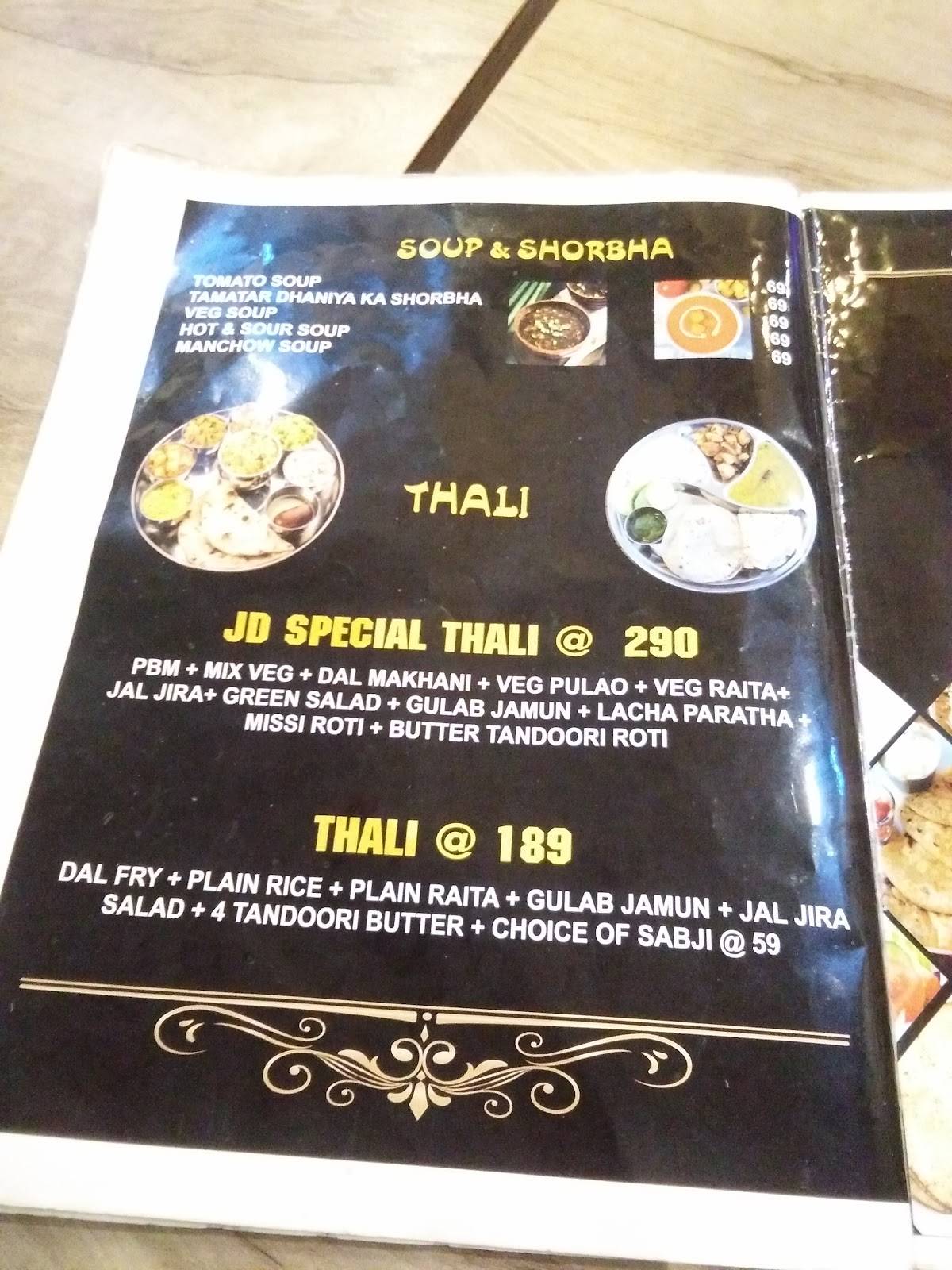 Menu at The Jaipur Dhaba, Jaipur