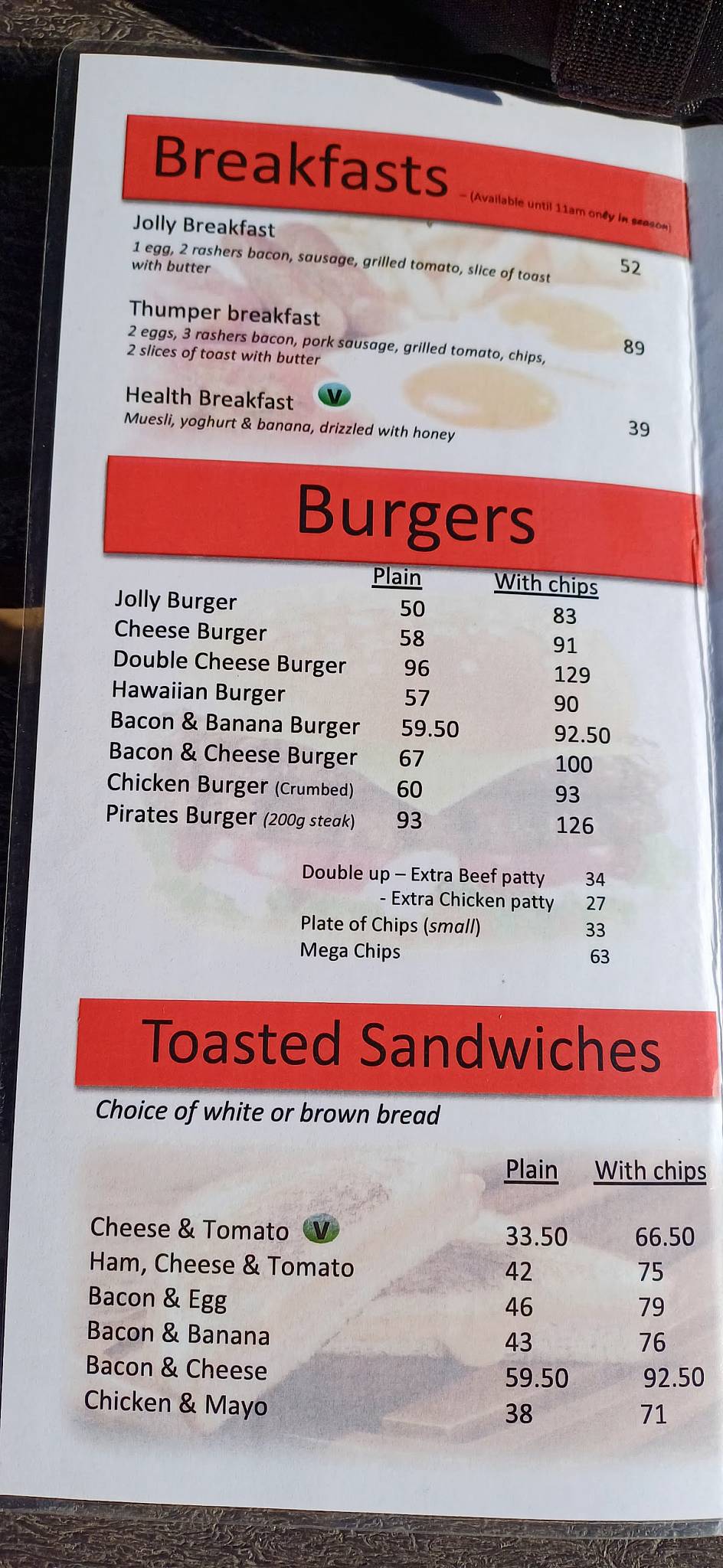 Menu at The Jolly Roger Fun Pub & Grub, Hibberdene