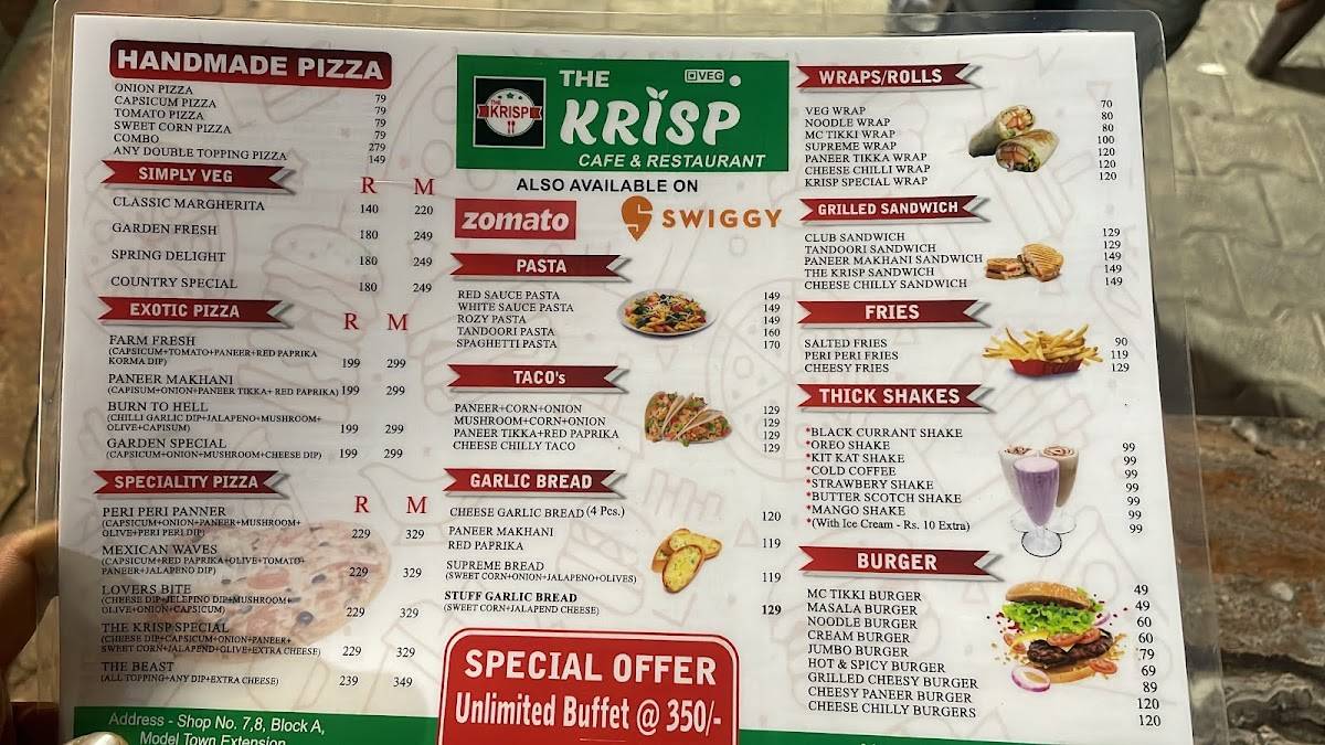 Menu at The KRISP CAFÉ, Ludhiana