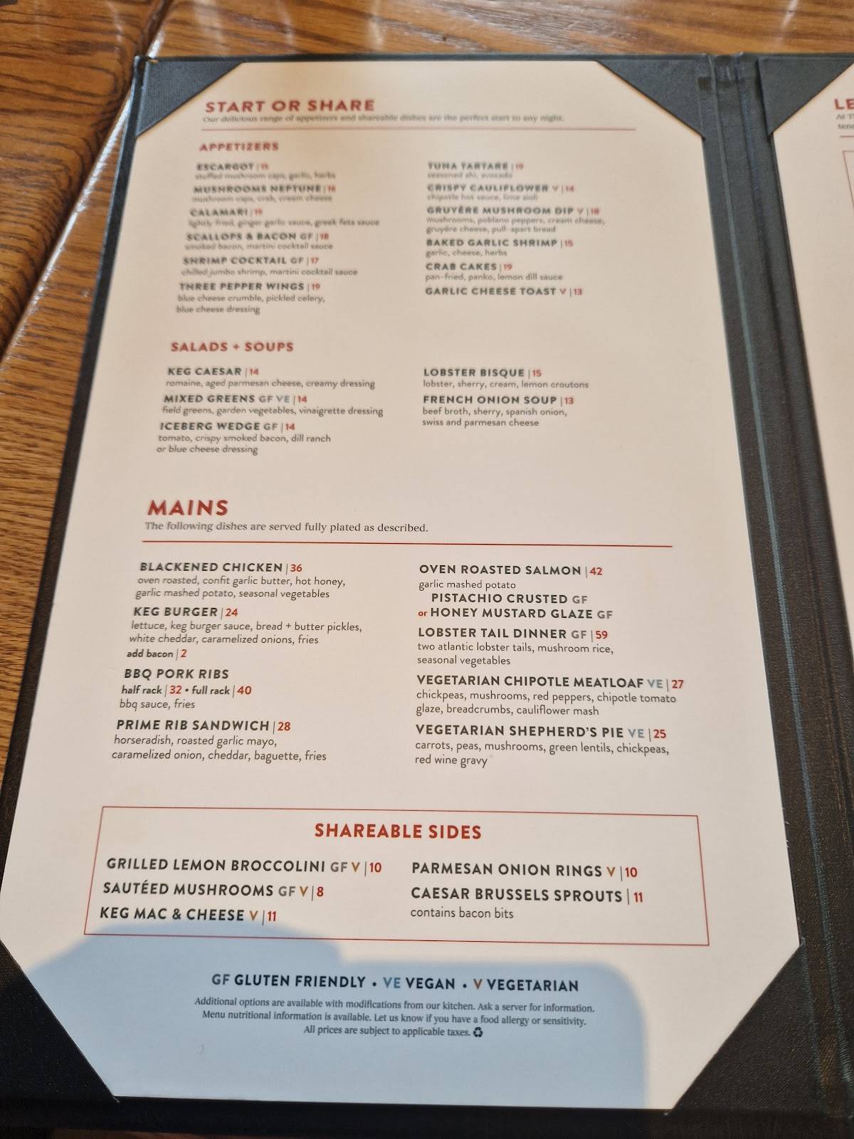 Menu at The Keg Steakhouse + Bar - St. John's, St. John's, 127 Harbour ...