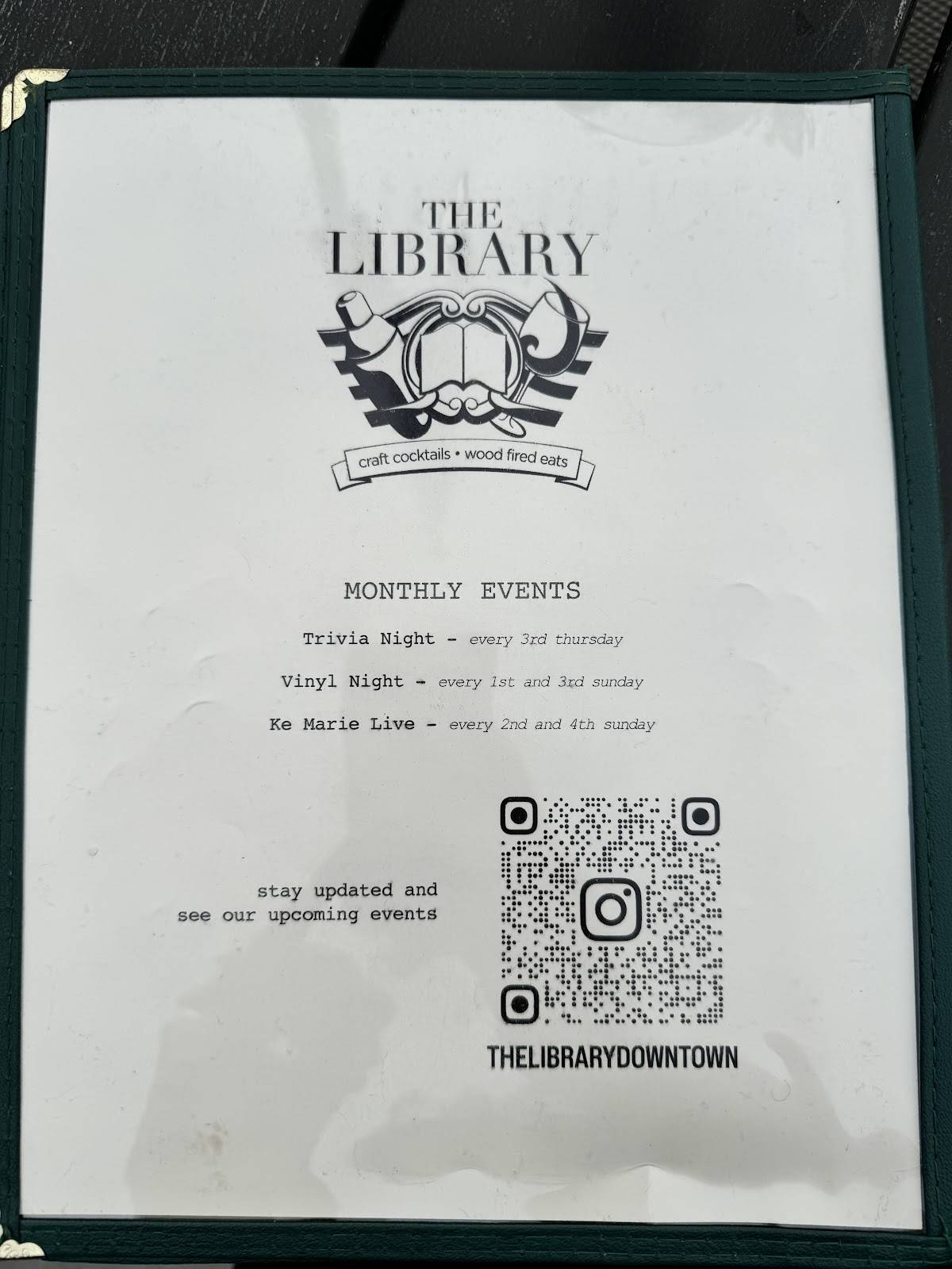 Menu at The Library - Cocktail Bar and Wood Fired Eats, Vacaville