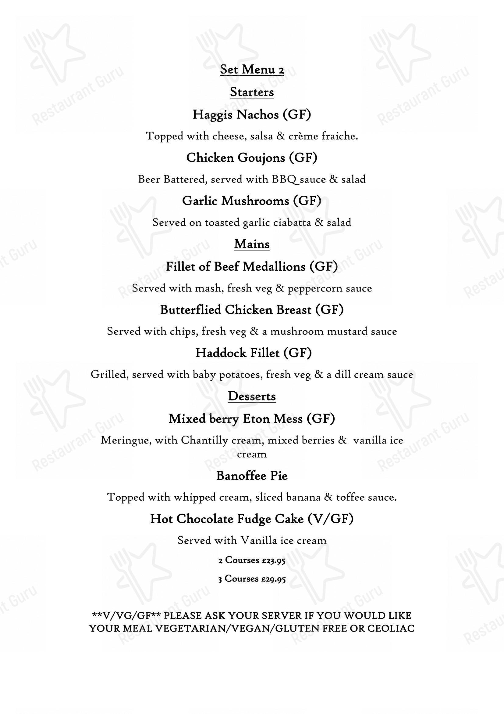 Menu at The Linden Inn Bar & Steakhouse, Stirling