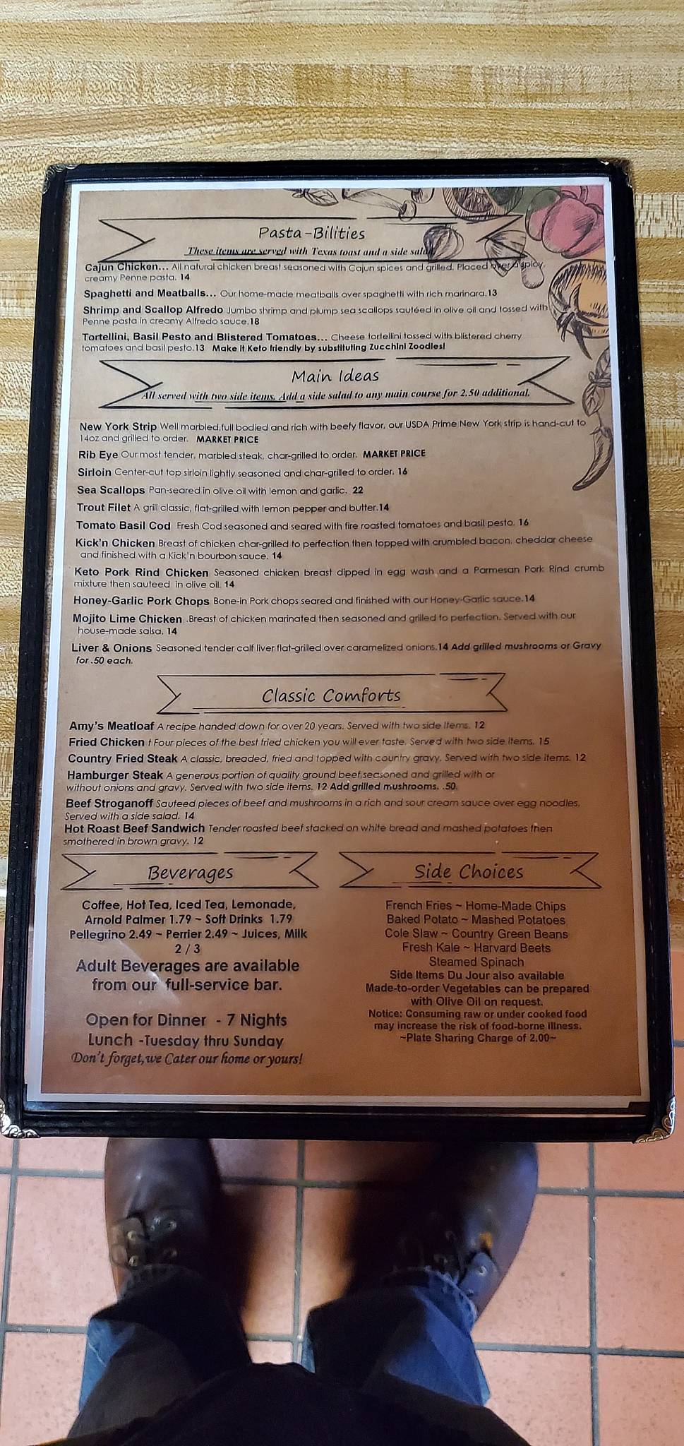 Menu at The Lost River Grill, Motel and B&B LLC pub & bar, USA