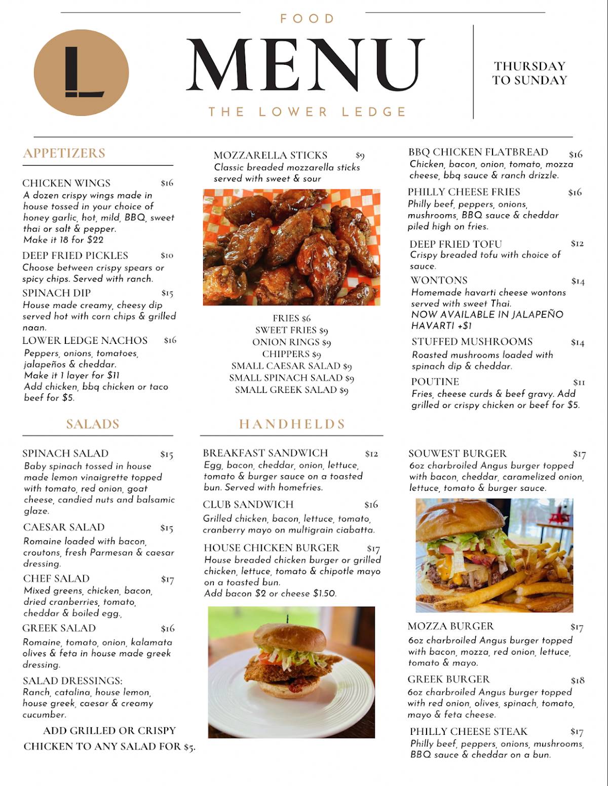 Menu at The Lower Ledge Gastropub, Doaktown, 30 ledges inn lane
