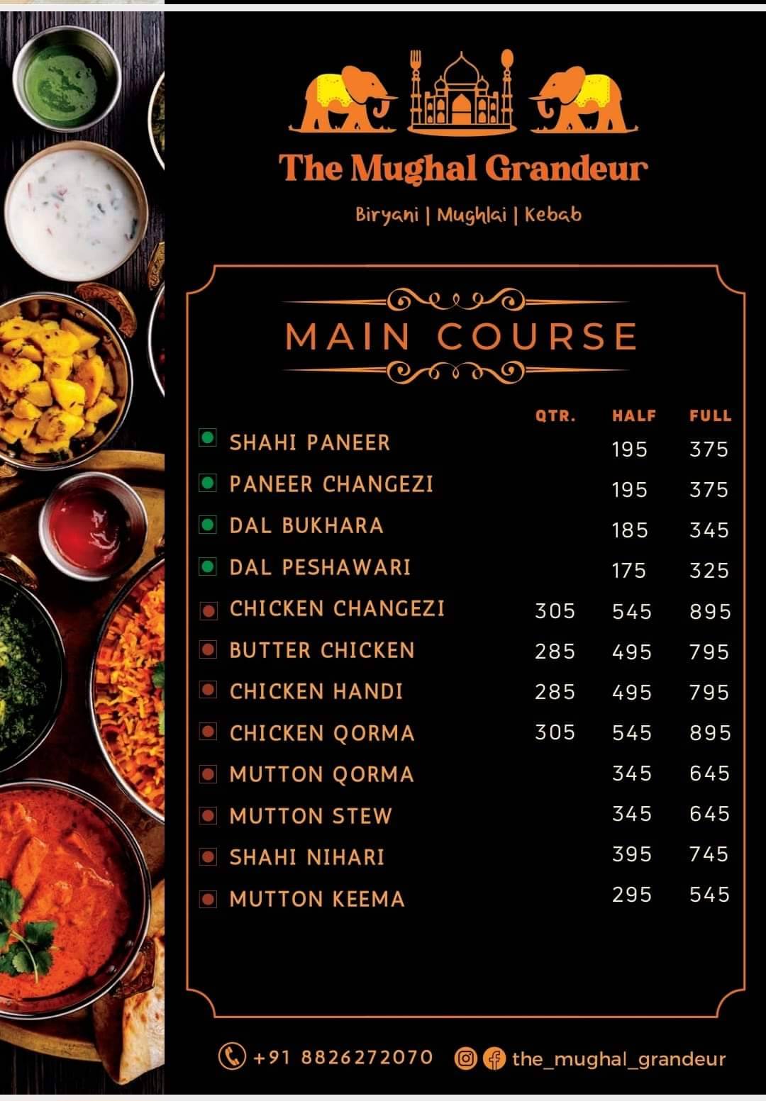 Menu at The Mughal Grandeur - Mughlai food, Gurugram