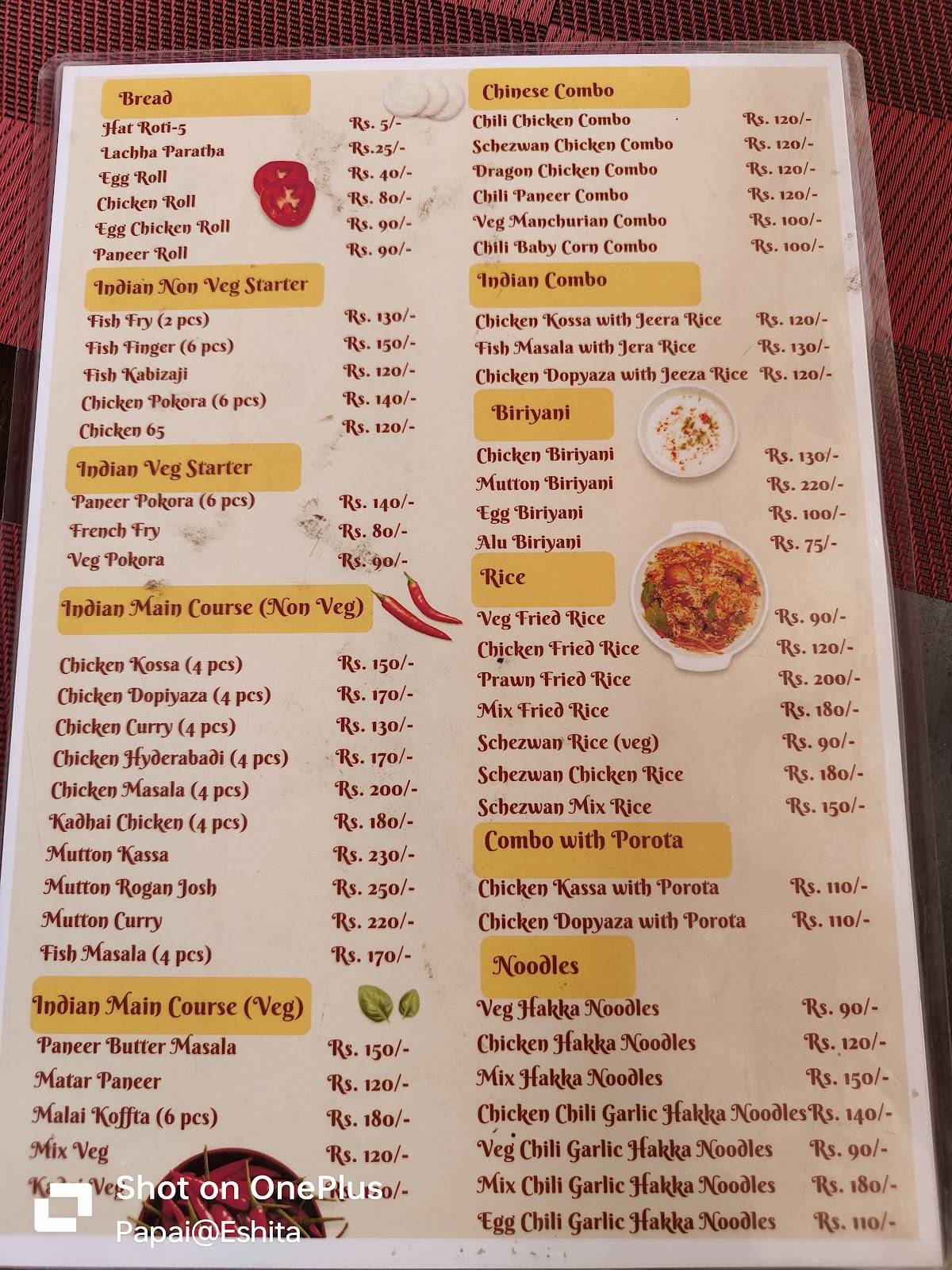 Menu at The New Buddha Restaurant, Tarkeshwar