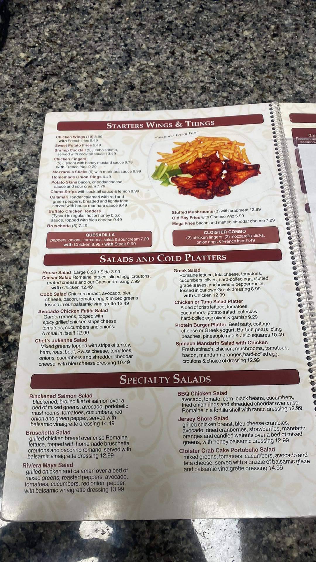 Menu at The New Cloister Restaurant, Ephrata