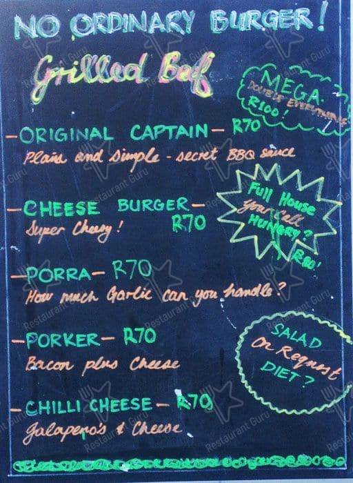 Menu at The Nob, Cape Town, Kenilworth Racecourse