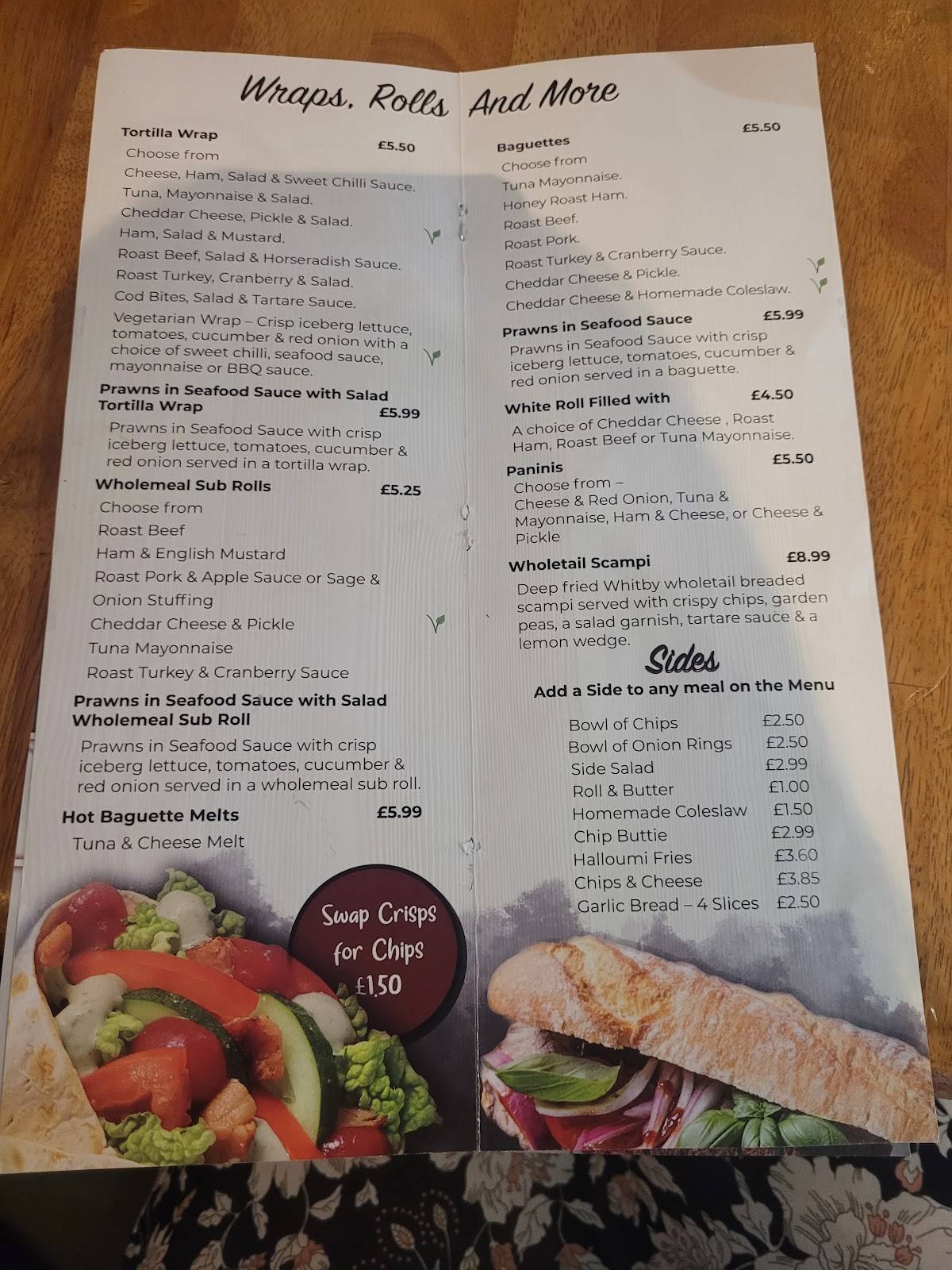 Menu at The Oasis Bar, Skegness, Ingoldmells Point