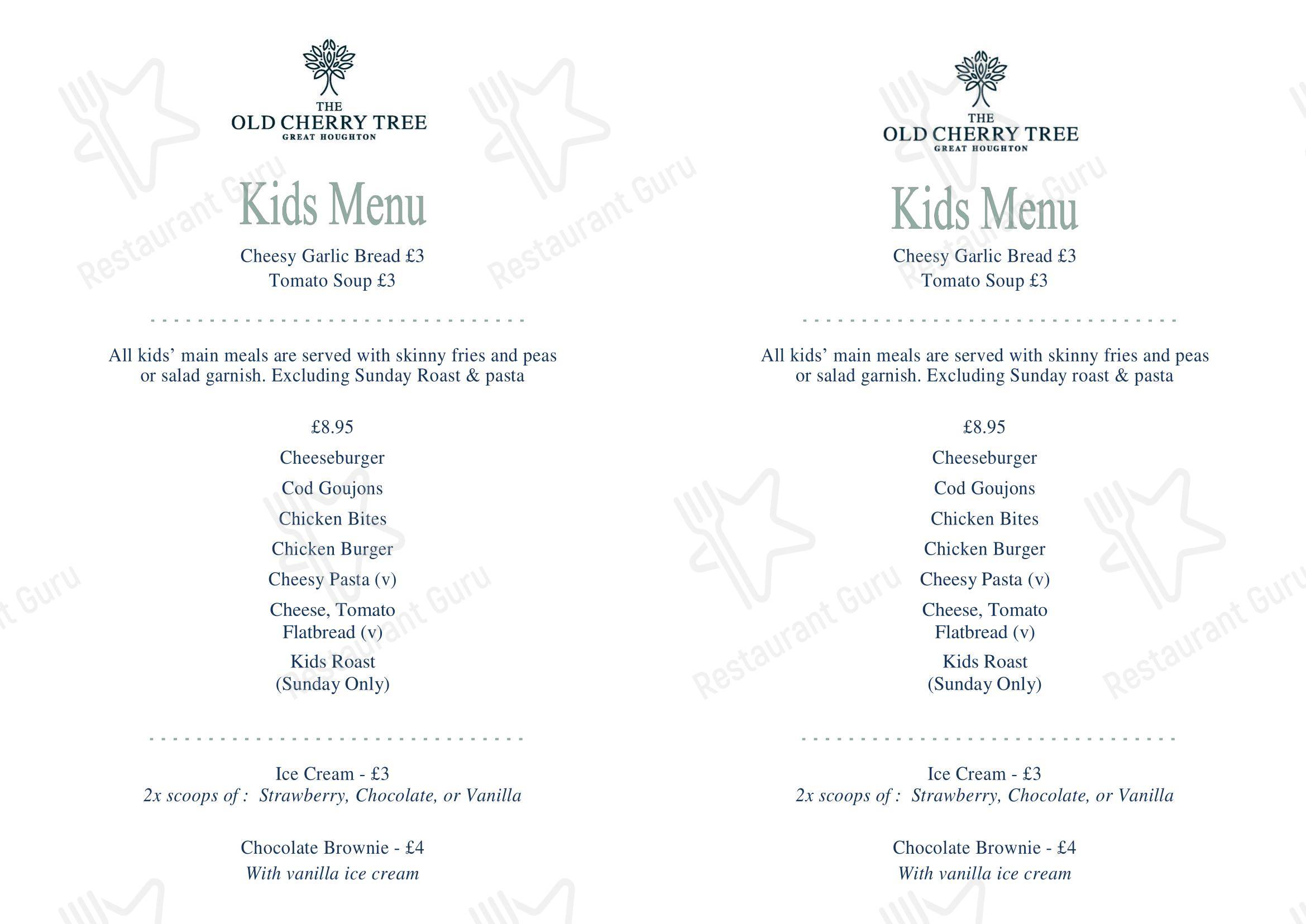 Menu at The Old Cherry Tree pub & bar, Great Houghton