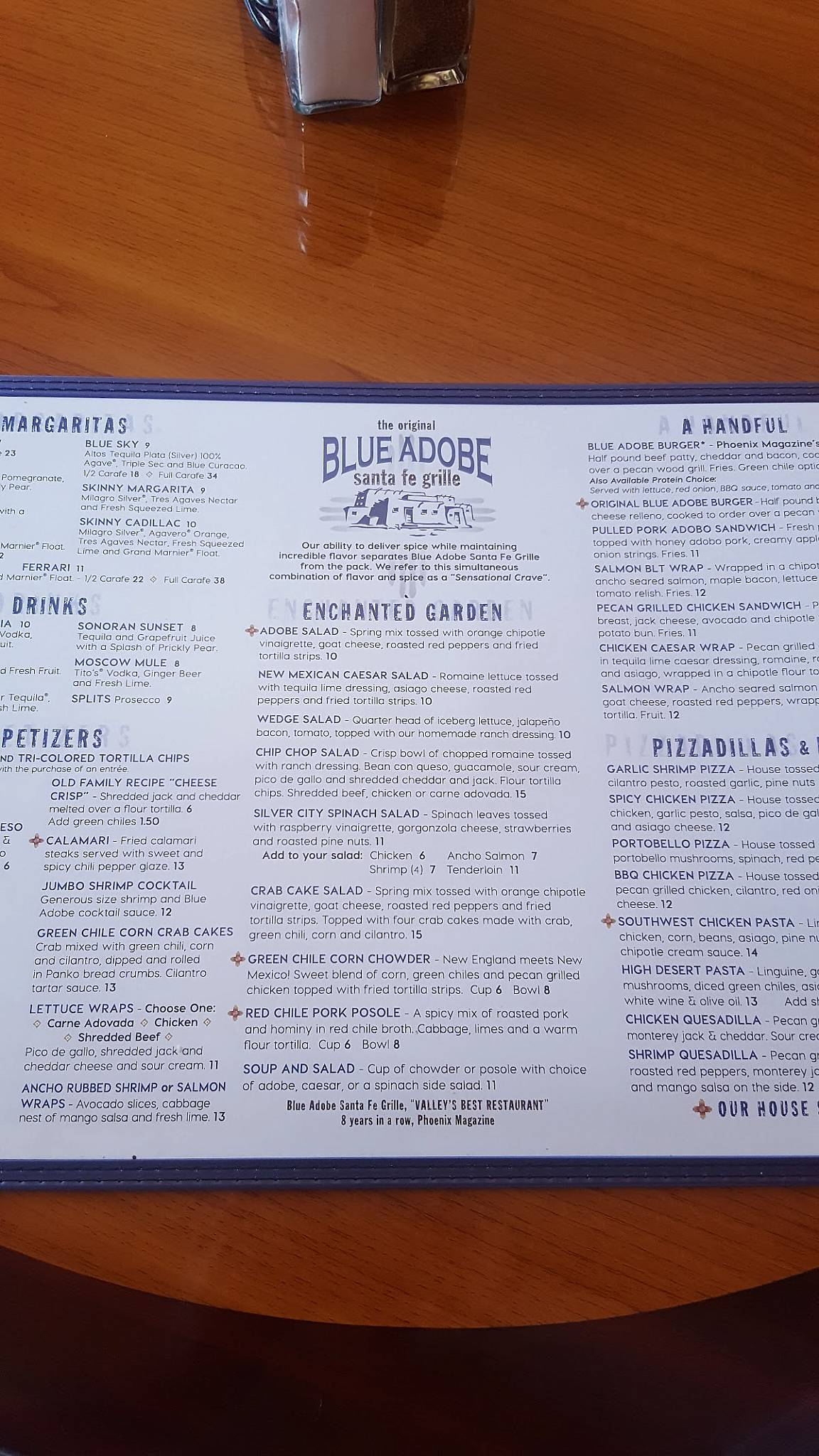 Menu at The Original Blue Adobe Grille pub & bar, Mesa
