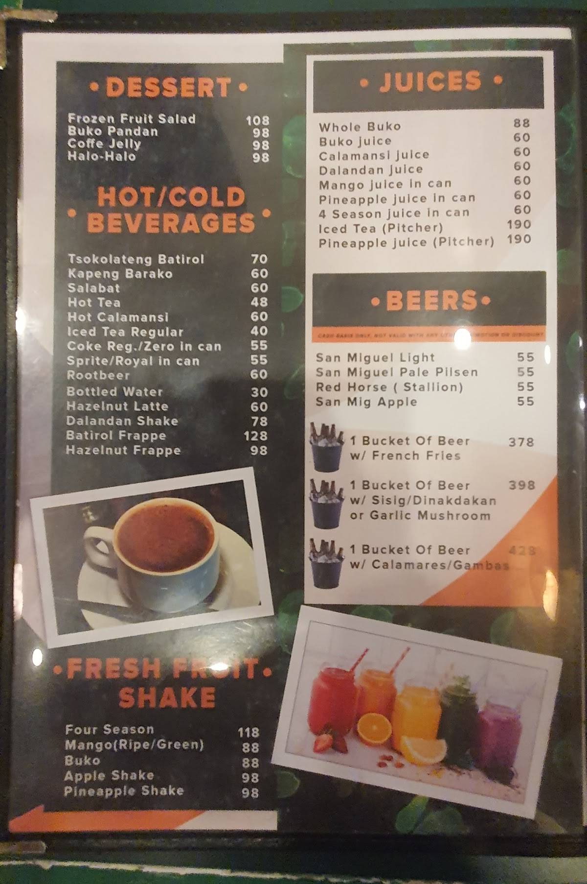 Menu at The Original Jojo's restaurant, San Fernando, Peninsula Plaza