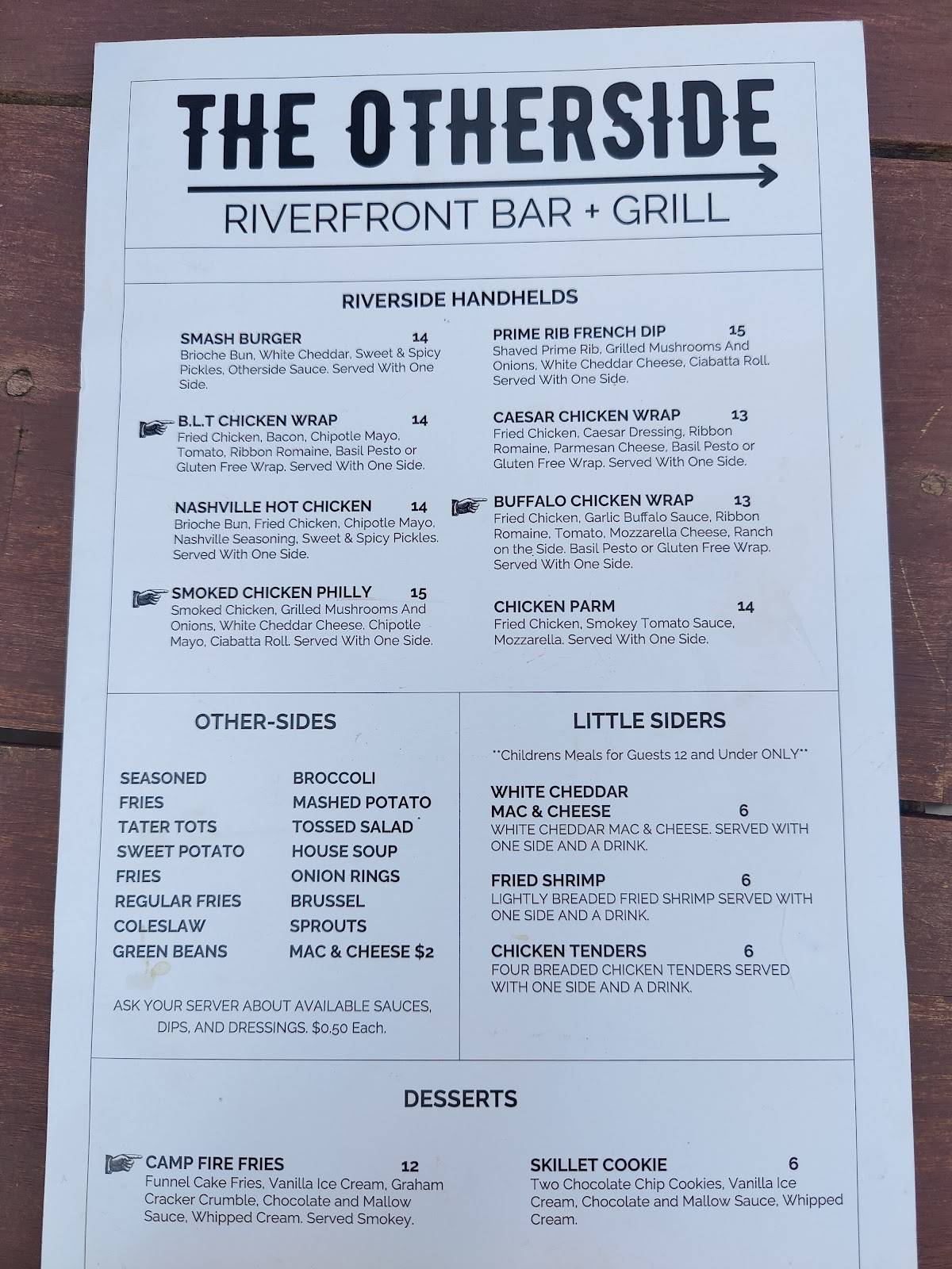 Menu at The Otherside Bar & Grill, Freeland