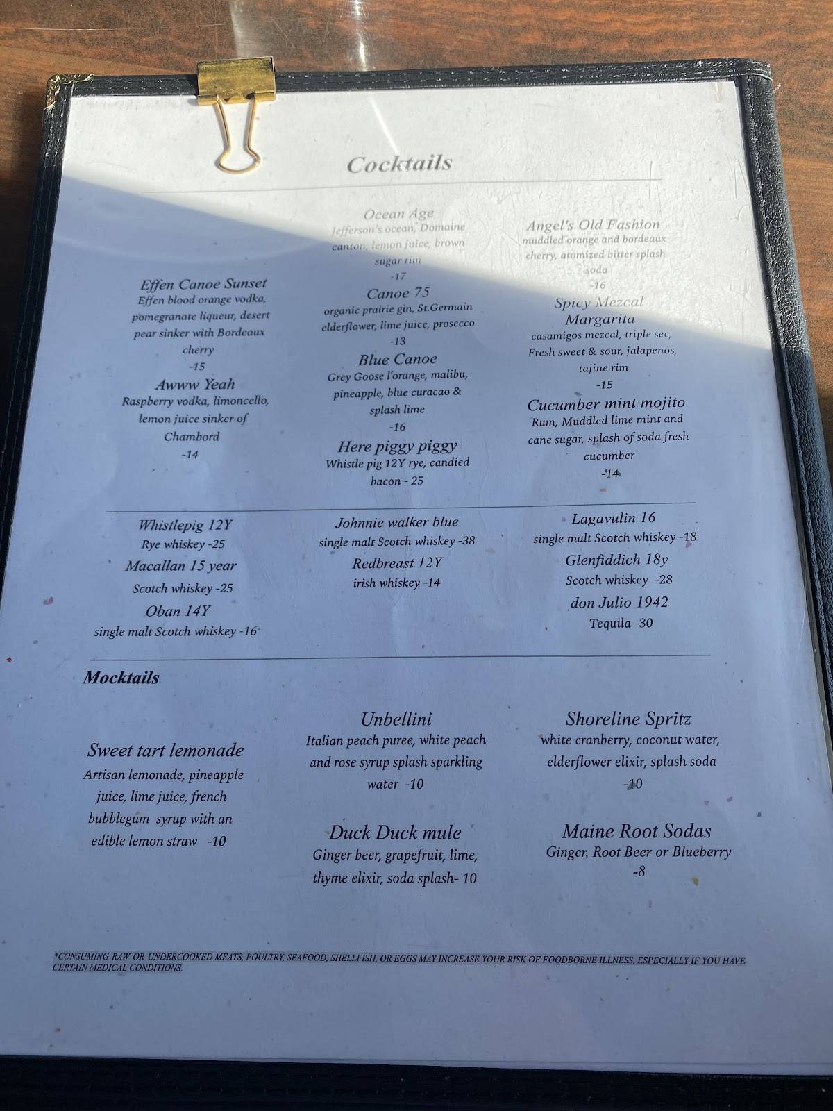 Menu at The Paper Canoe restaurant, Duck