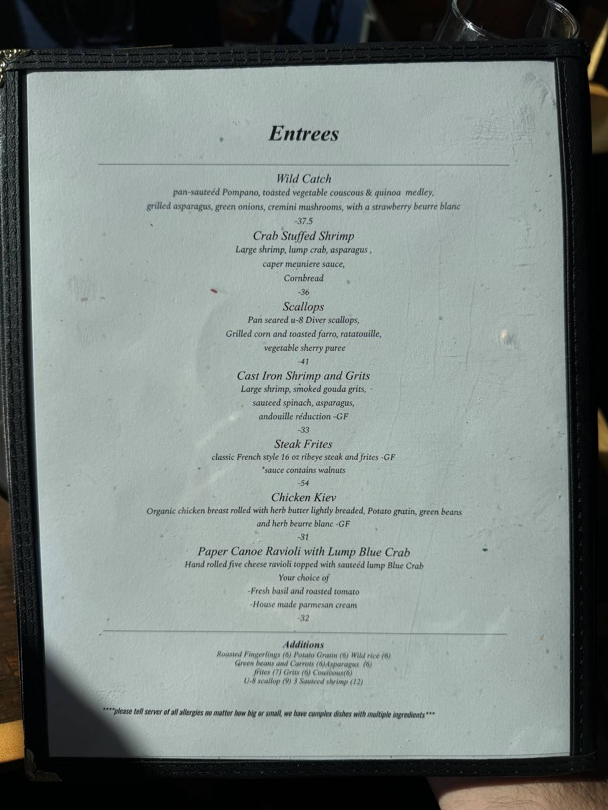 Menu at The Paper Canoe restaurant, Duck