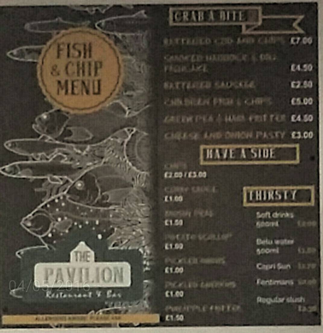 Menu at The Pavilion Restaurant & Bar, Hastings, 1-10 White Rock