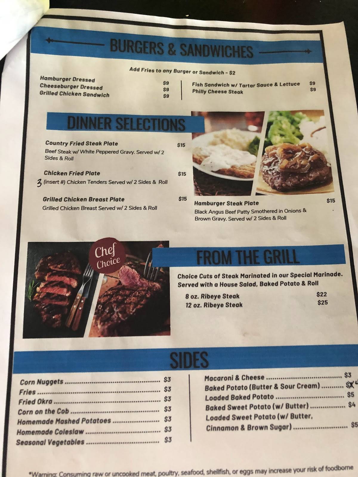 Menu at The Pier Seafood and Steaks steakhouse, USA, MS-35