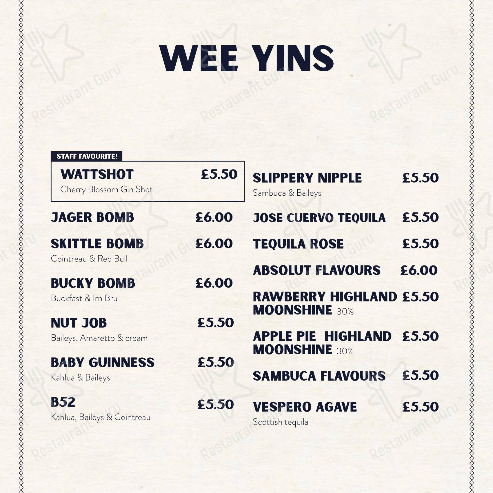 Menu at The Piper's Rest pub & bar, Edinburgh