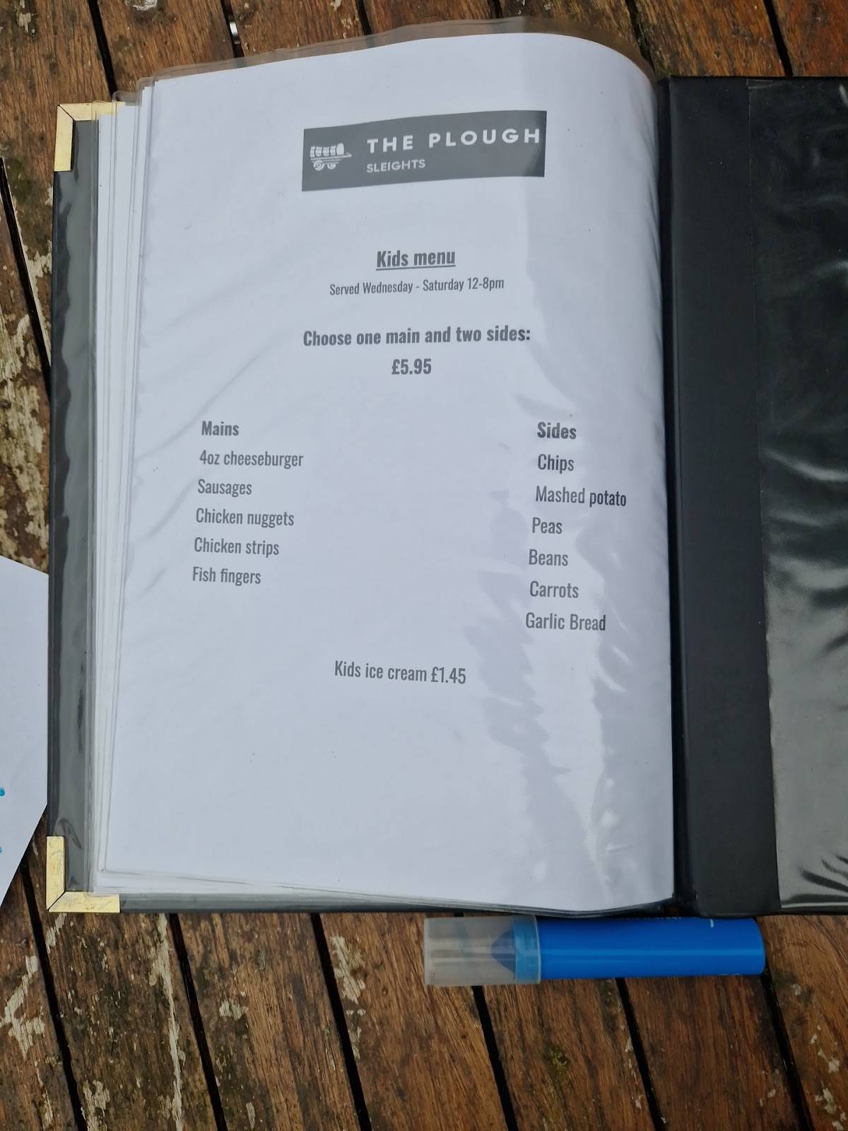 Menu at The Plough pub & bar, Whitby, 180 Coach Rd