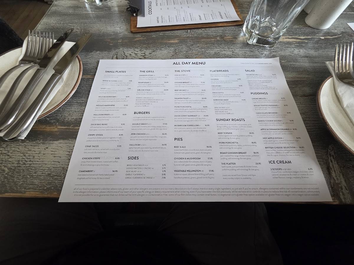 Menu at The Priory pub & bar, Loughborough