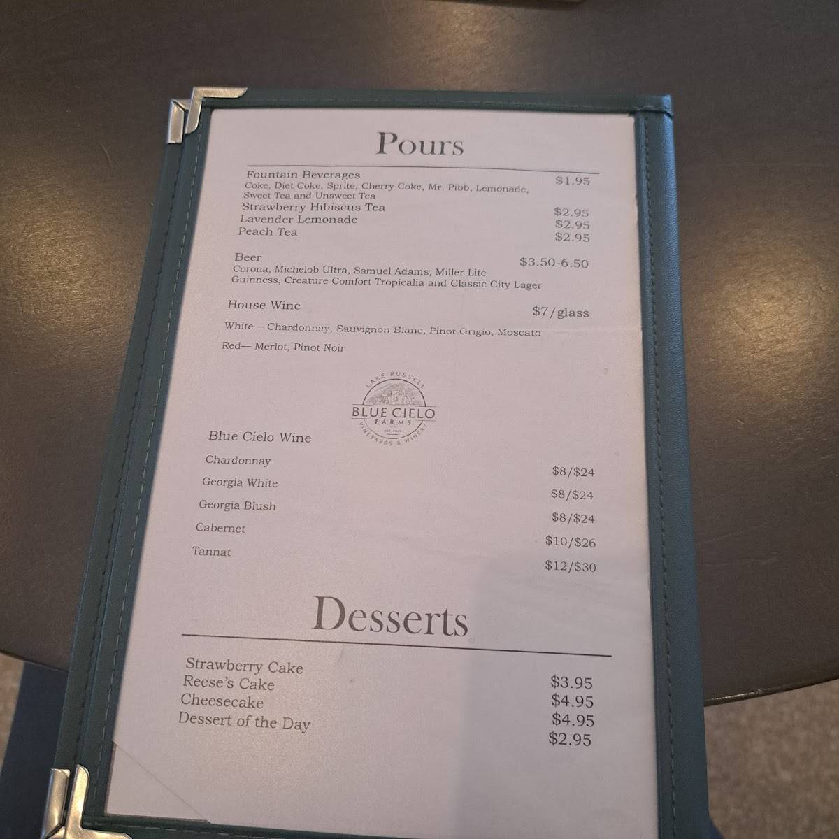 Menu at The Quarry Plates and Pours restaurant, Elberton