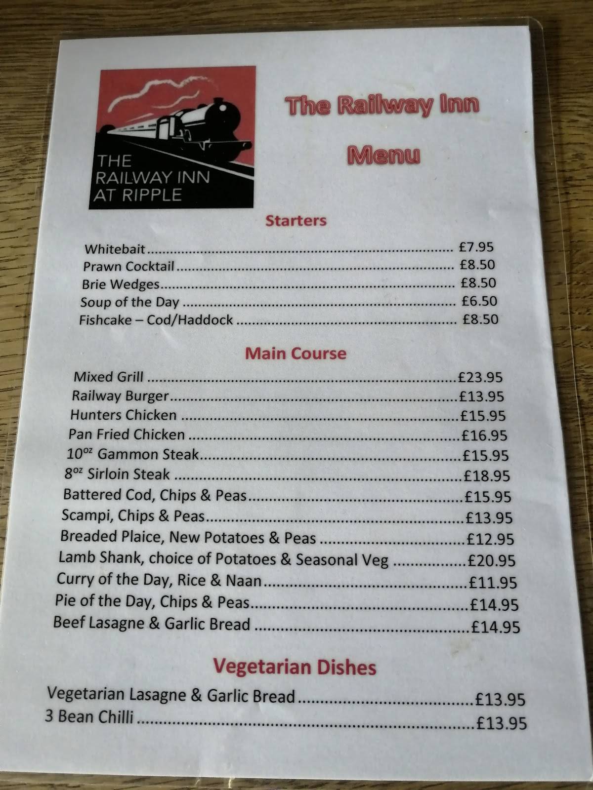 Menu at The Railway Inn Ripple pub & bar, Tewkesbury