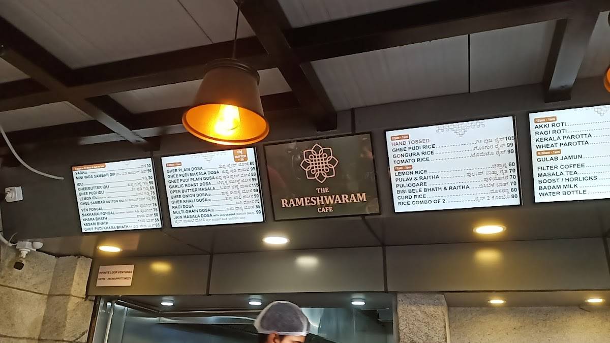 Menu at The Rameshwaram Cafe, Bengaluru