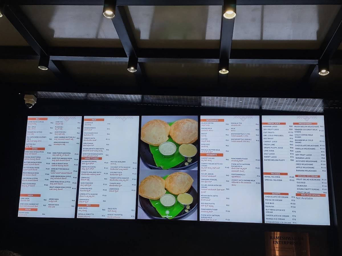 Menu at The Rameshwaram Cafe @ Indiranagar, Bengaluru