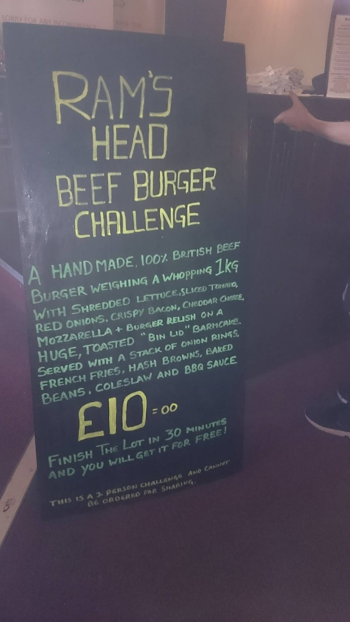 Menu at The Rams Head pub & bar, Warrington, 428 Slag Ln